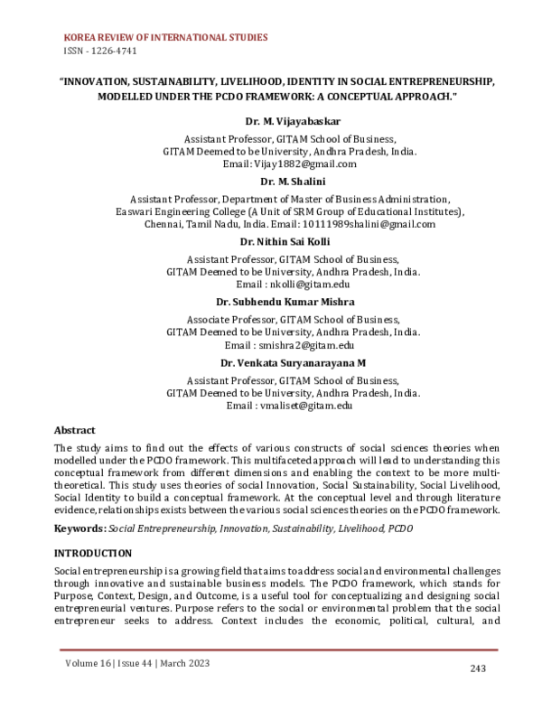 (PDF) "INNOVATION, SUSTAINABILITY, LIVELIHOOD, IDENTITY IN SOCIAL ...