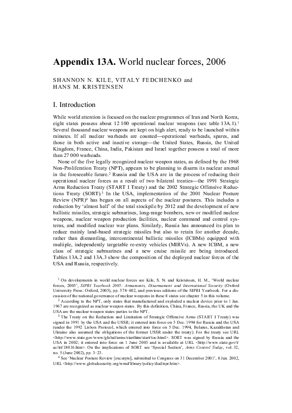 (PDF) Appendix 13A. World nuclear forces, 2006