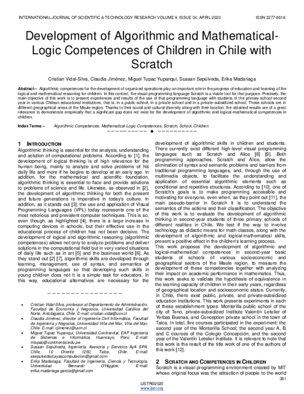 (PDF) Development of Algorithmic and Mathematical-Logic Competences of ...