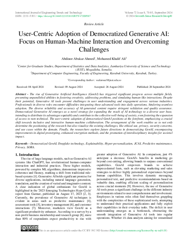 (PDF) User-Centric Adoption of Democratized Generative AI: Focus on Human-Machine Interaction ...