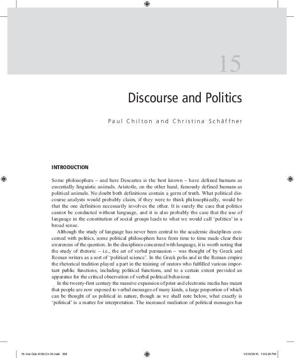 (PDF) Discourse and Politics
