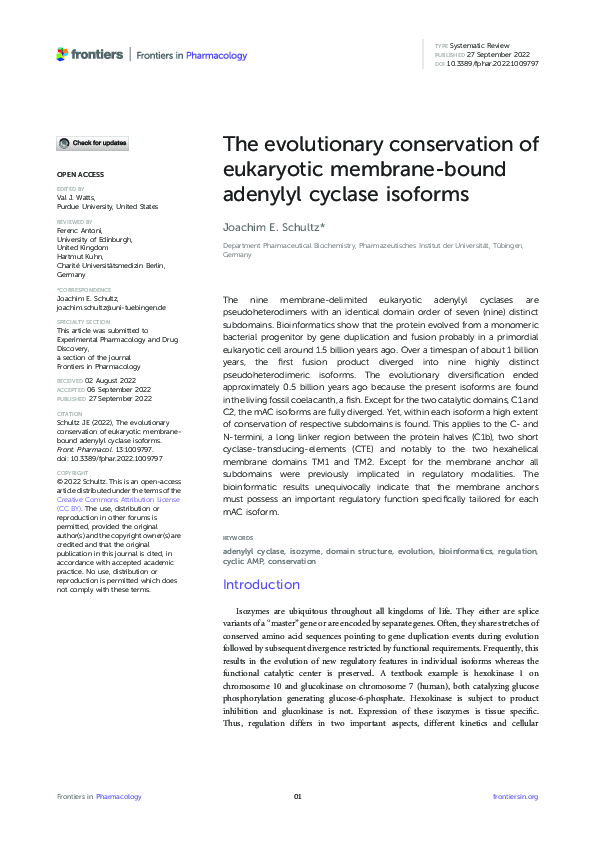 (PDF) The evolutionary conservation of eukaryotic membrane-bound ...