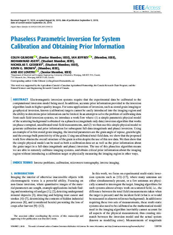 (PDF) Phaseless Parametric Inversion for System Calibration and Obtaining Prior Information