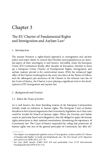 (PDF) The EU Charter of Fundamental Rights and Immigration and Asylum Law