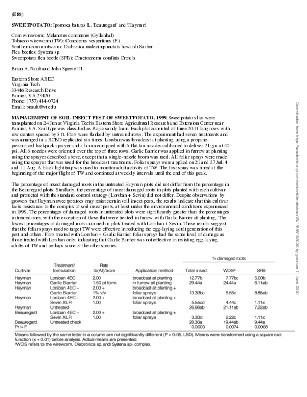 (PDF) Management of Soil Insect Pest of Sweetpotato, 1999 | Brian Nault ...