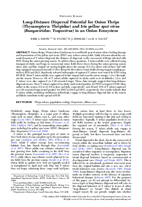 (PDF) Long-Distance Dispersal Potential for Onion Thrips (Thysanoptera ...