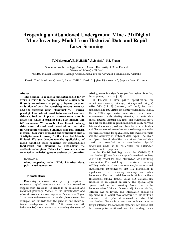 (PDF) Reopening an Abandoned Underground Mine - 3D Digital Mine ...
