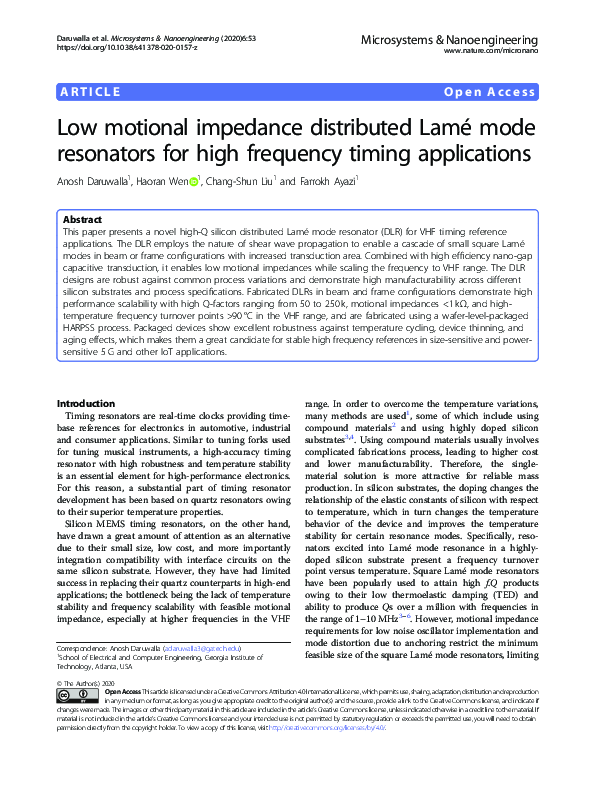 (PDF) Low motional impedance distributed Lamé mode resonators for high ...