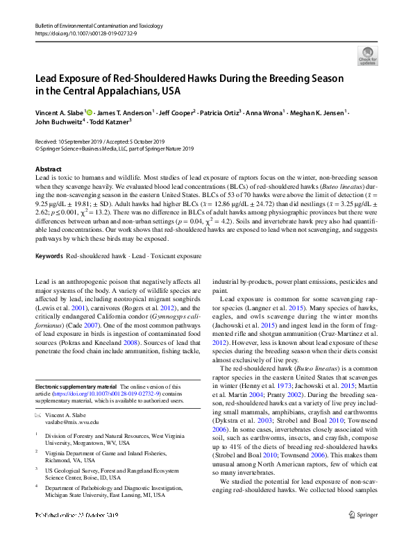 (PDF) Lead Exposure of Red-Shouldered Hawks During the Breeding Season ...