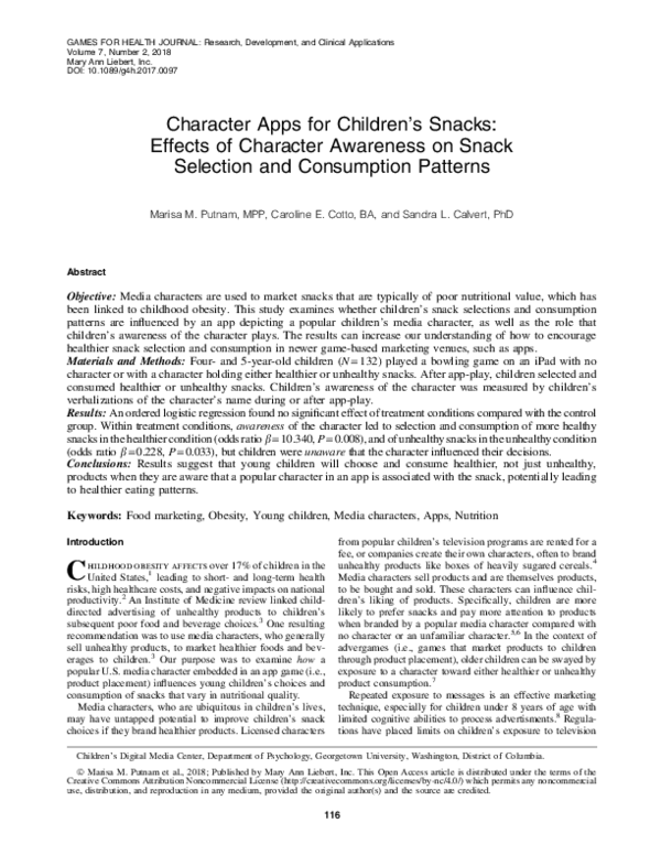 (PDF) Character Apps for Children's Snacks: Effects of Character ...