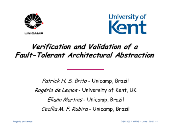 (PDF) Verification and validation of a fault-tolerant architectural abstraction