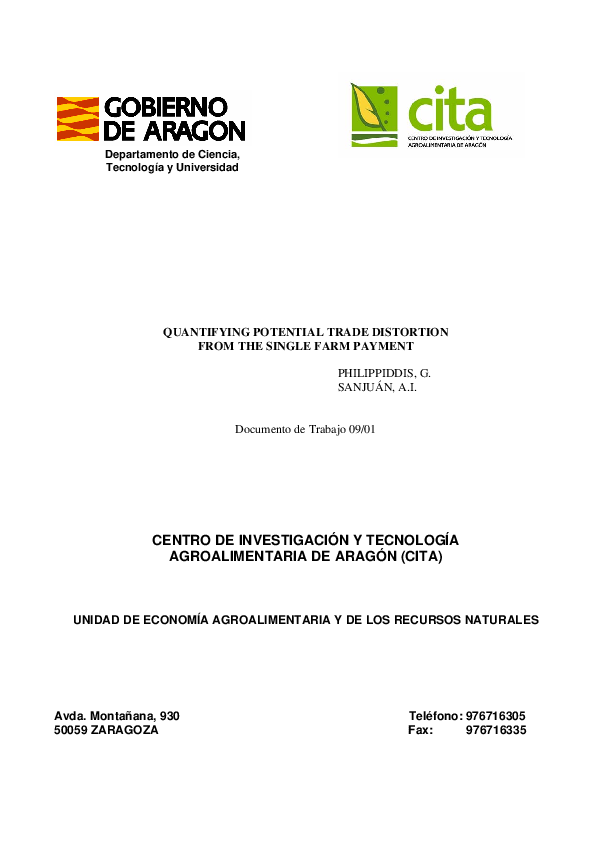 (PDF) Quantifying potential trade distortion from the single farm payment