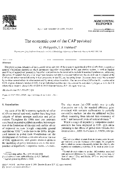 (PDF) The economic cost of the CAP revisited