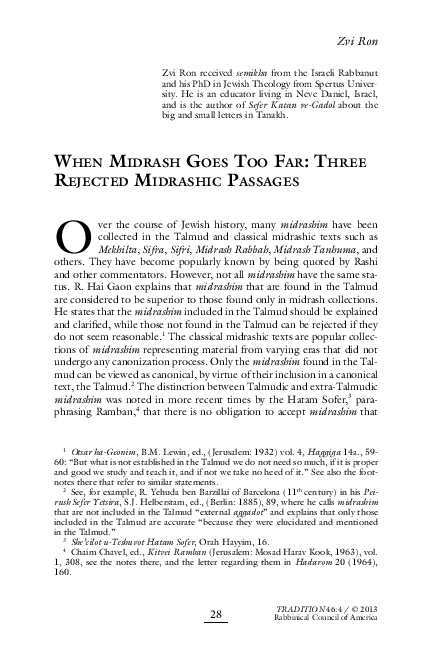 (PDF) When Midrash Goes Too Far: Three Rejected Midrashic Passages