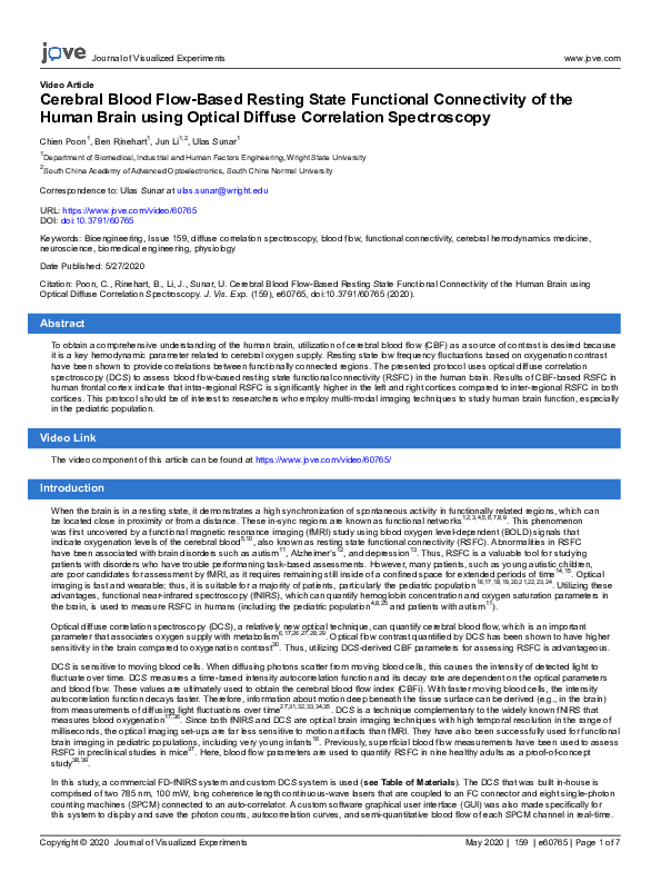 (PDF) Cerebral Blood Flow-Based Resting State Functional Connectivity of the Human Brain using ...