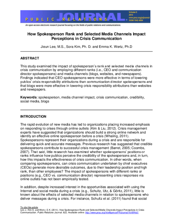(PDF) How Spokesperson Rank and Selected Media Channels Impact ...