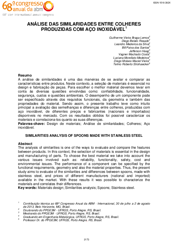 (PDF) Análise Das Similaridades Entre Colheres Produzidas Com Aço ...