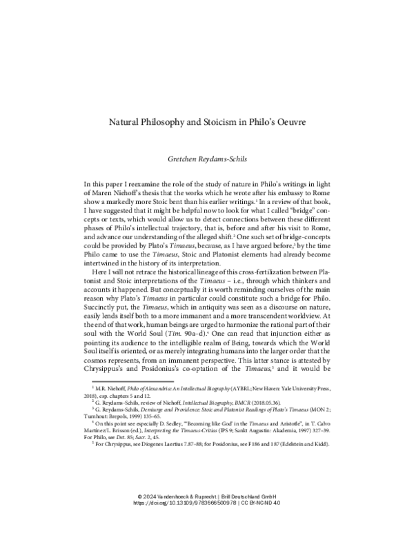 (PDF) Natural Philosophy and Stoicism in Philo of Alexandria