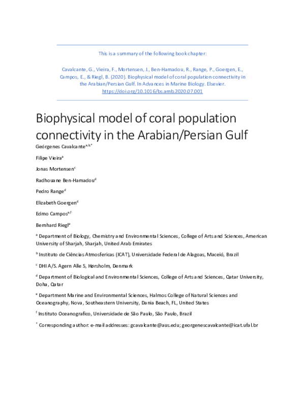 (PDF) Biophysical model of coral population connectivity in the Arabian ...