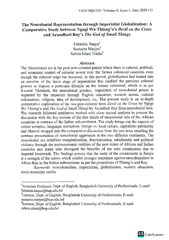 (PDF) The Neocolonial Representation through Imperialist Globalization: A Comparative Study ...