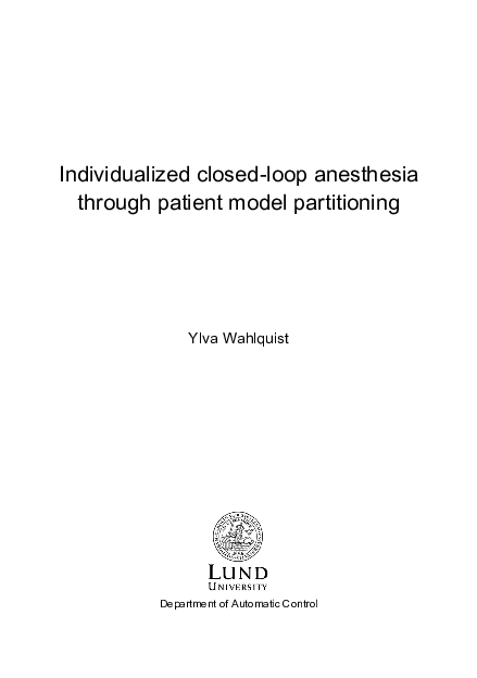 (PDF) Individualized closed-loop anesthesia through patient model ...