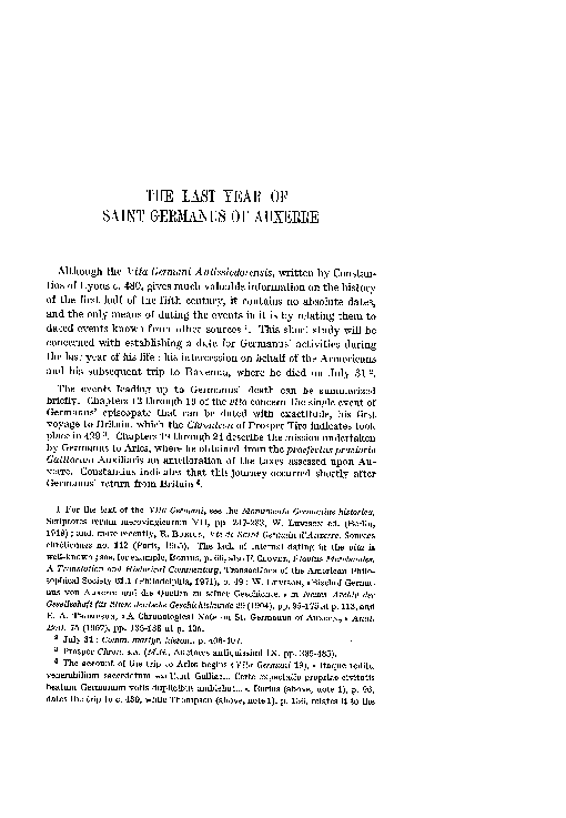 (PDF) The Last Year of Saint Germanus of Auxerre