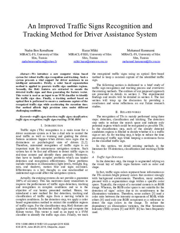 (PDF) An improved traffic signs recognition and tracking method for ...