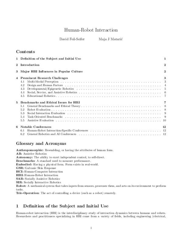 (PDF) Human-Robot Interaction