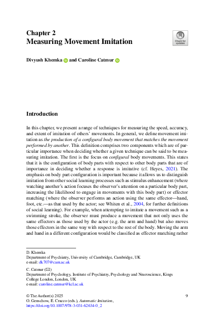 (PDF) Measuring Movement Imitation