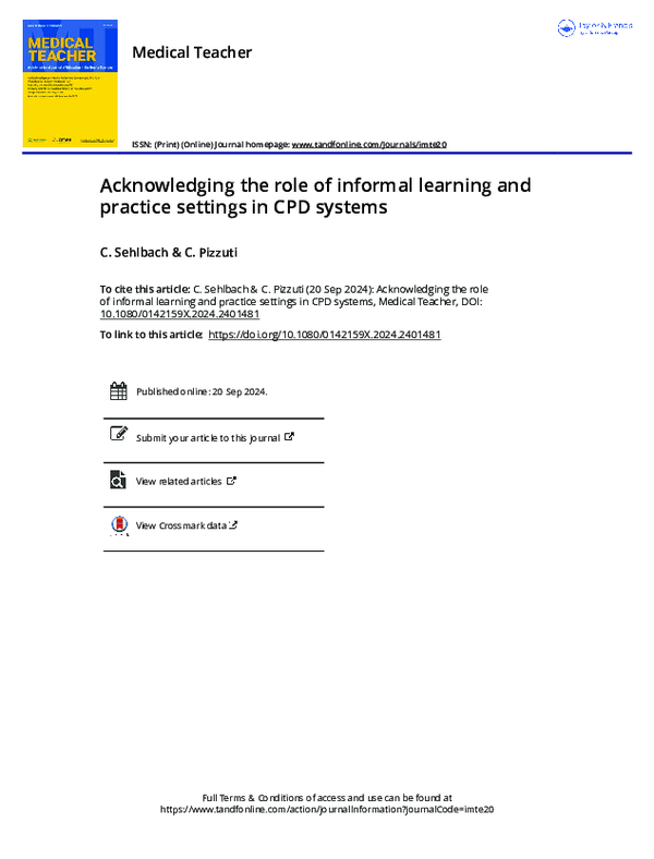 (PDF) Acknowledging the role of informal learning and practice settings ...