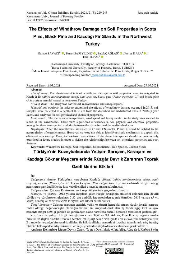 (PDF) The Effects of Windthrow Damage on Soil Properties in Scots Pine ...