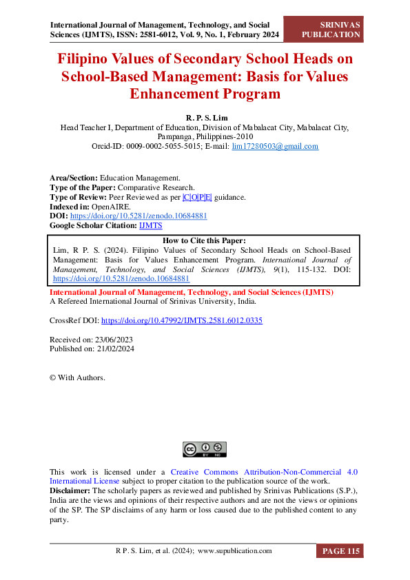 (PDF) Filipino Values of Secondary School Heads on School-Based ...