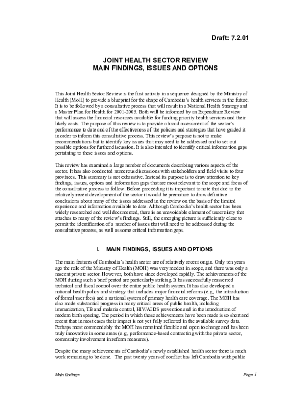 (PDF) Joint Review Main Findings