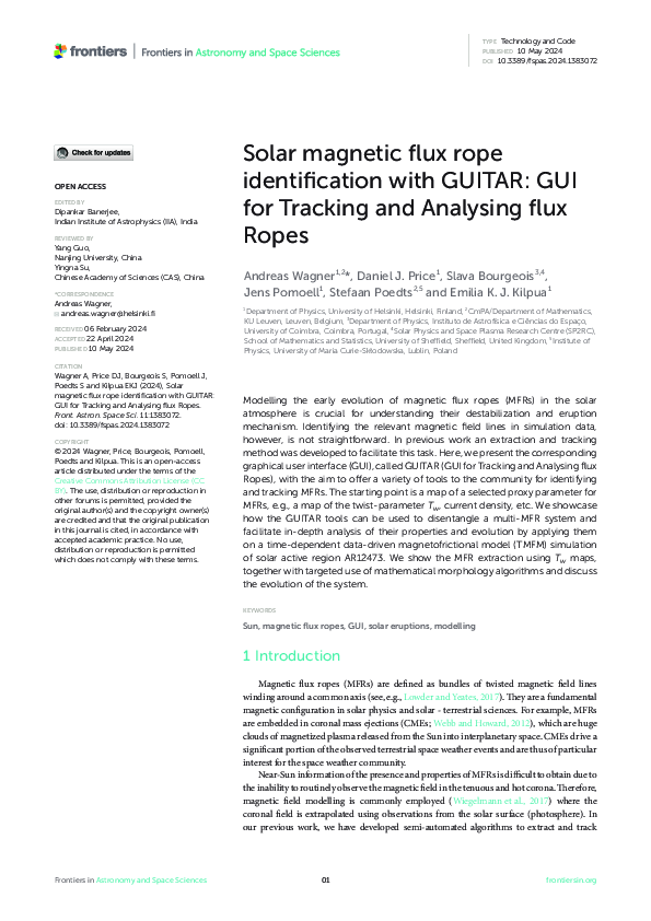 (PDF) Solar magnetic flux rope identification with GUITAR: GUI for ...