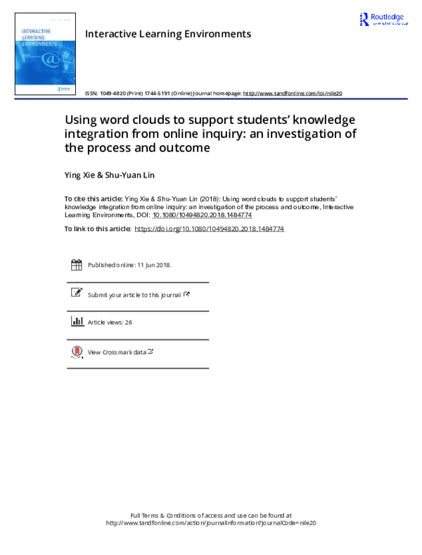 (PDF) Using word clouds to support students’ knowledge integration from online inquiry: an ...