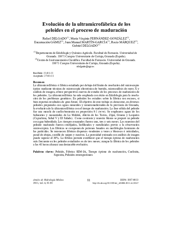 (PDF) Evolución de la ultramicrofábrica de los peloides en el proceso ...