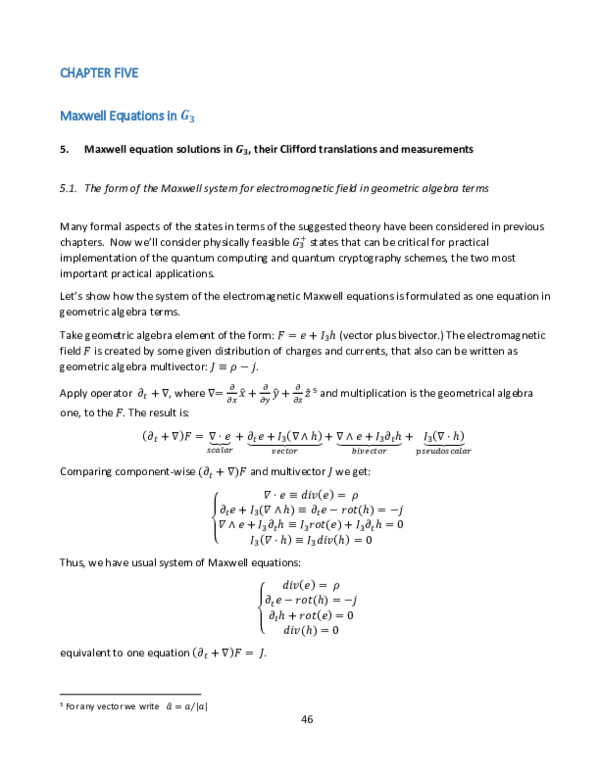 (PDF) CHAPTER FIVE Maxwell Equations in Geometric Algebra