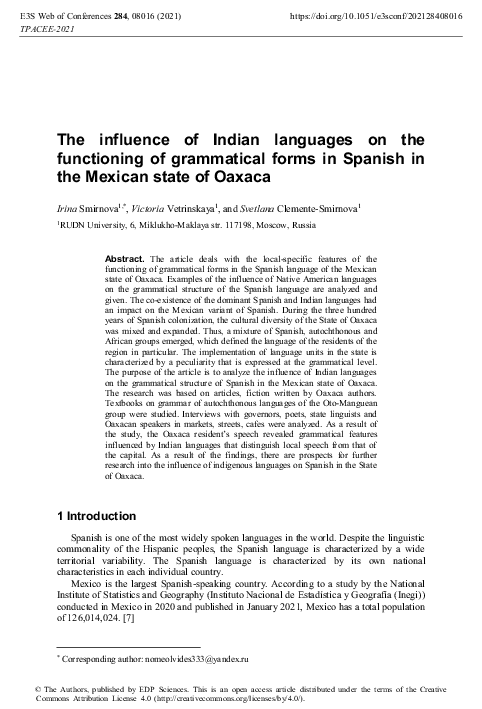 (PDF) The influence of Indian languages on the functioning of ...