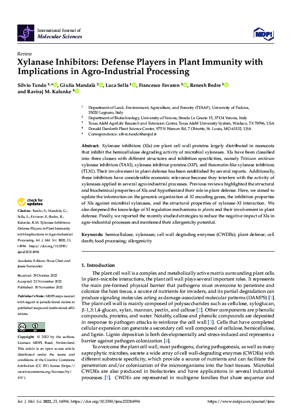 (PDF) Xylanase Inhibitors: Defense Players in Plant Immunity with ...