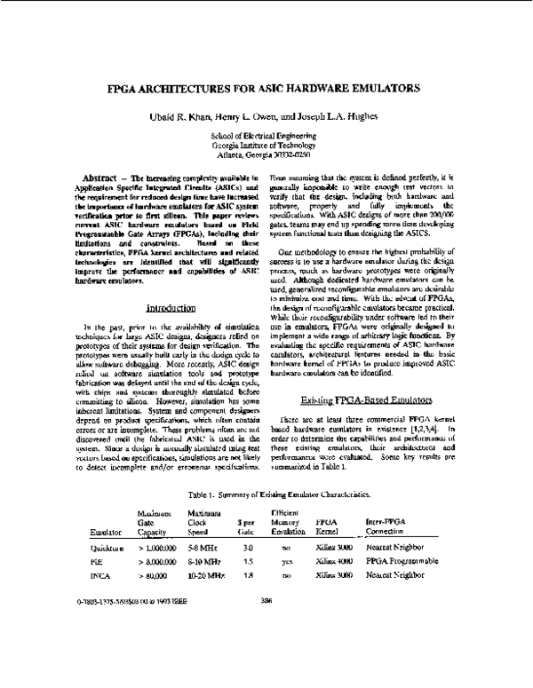 (PDF) FPGA architectures for ASIC hardware emulators