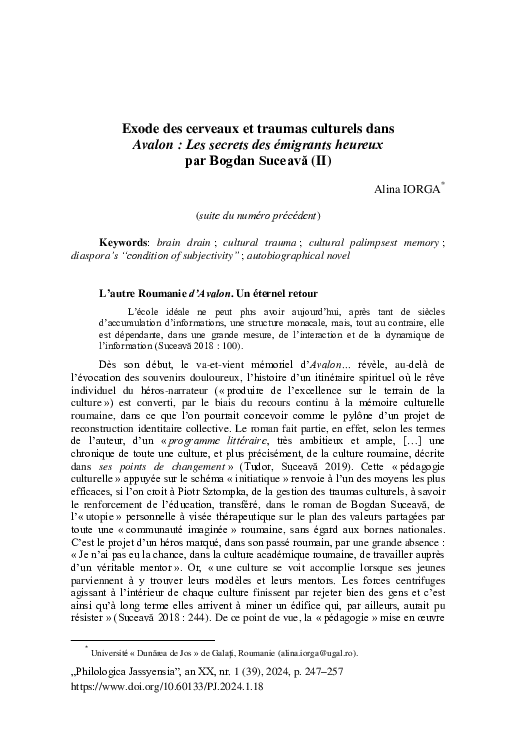 (PDF) Exode des cerveaux et traumas culturels dans Avalon : Les secrets ...