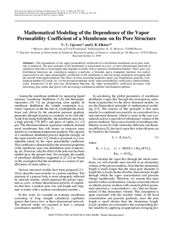 (PDF) Mathematical Modeling of the Dependence of the Vapor Permeability Coefficient of a ...