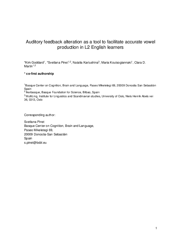 (PDF) Auditory feedback alteration as a tool to facilitate accurate ...