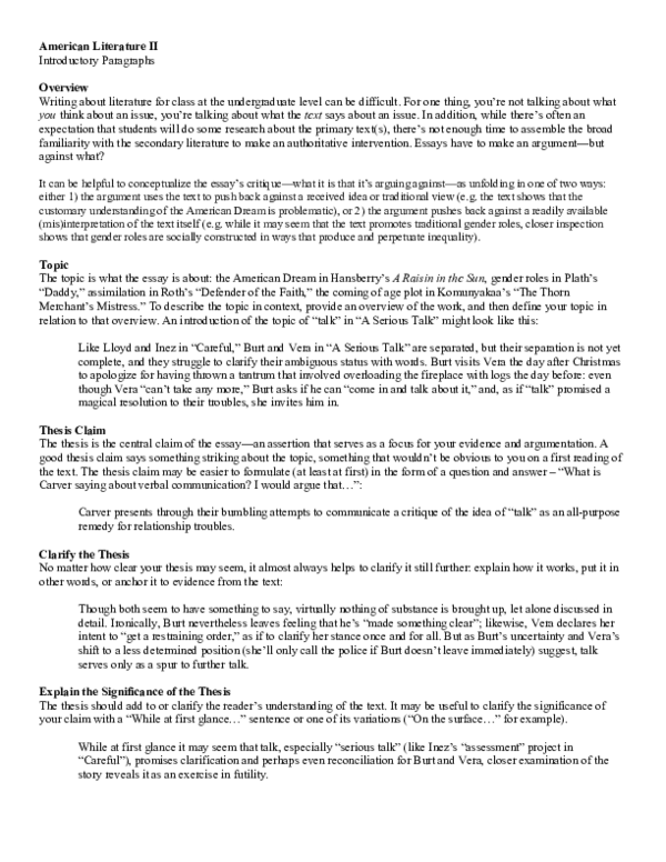 (PDF) Introductory and Supporting Paragraphs
