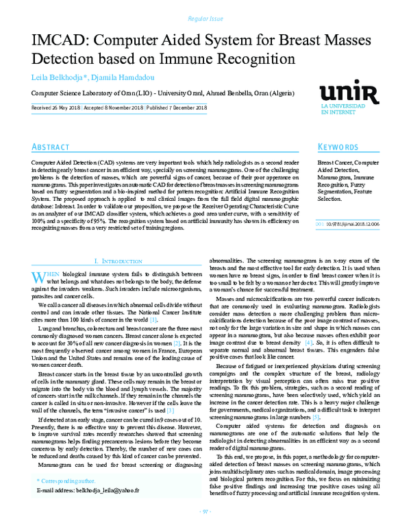 (PDF) IMCAD: Computer Aided System for Breast Masses Detection based on ...