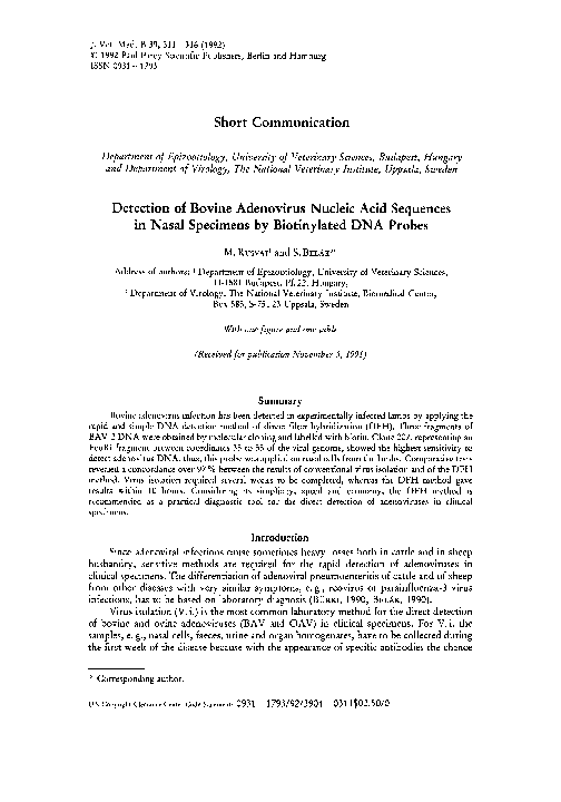 (PDF) Detection of Bovine Adenovirus Nucleic Acid Sequences in Nasal ...
