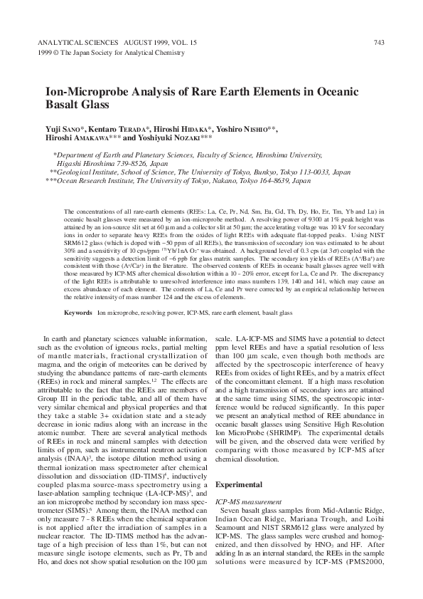 (PDF) Ion-Microprobe Analysis of Rare Earth Elements in Oceanic Basalt ...