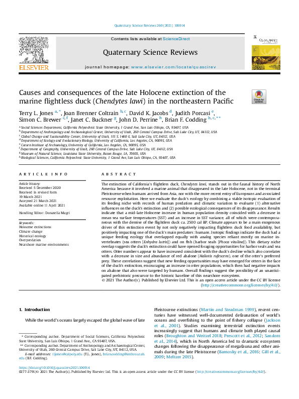 (PDF) Causes and consequences of the late Holocene extinction of the ...
