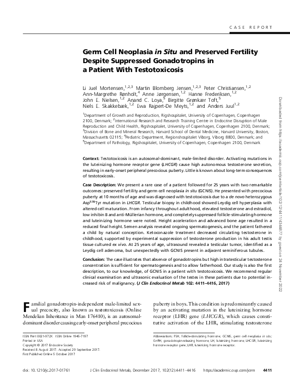 (PDF) Germ Cell Neoplasia in Situ and Preserved Fertility Despite ...