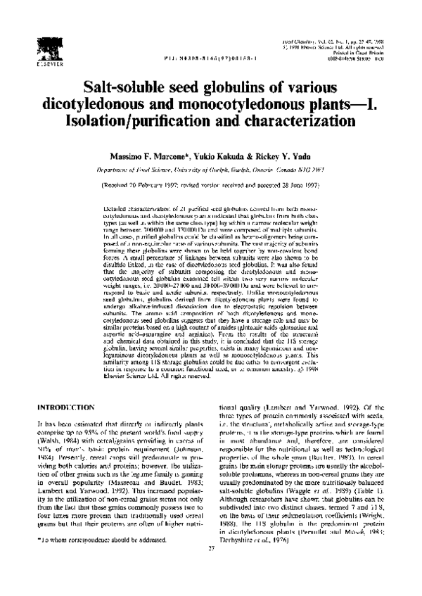 (PDF) Salt-soluble seed globulins of various dicotyledonous and ...